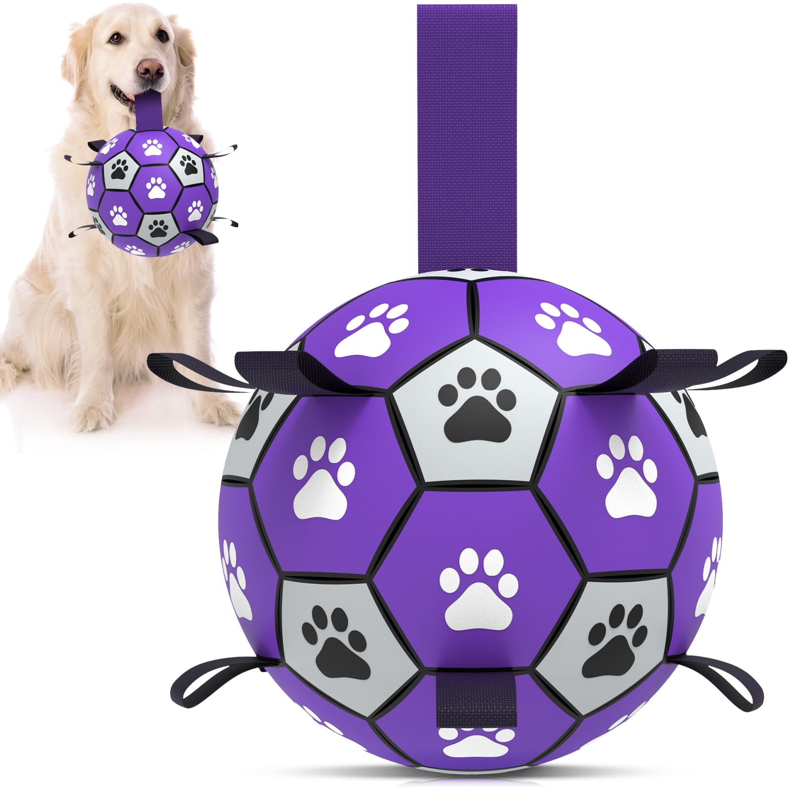 Balón de fútbol QDAN Dog Toy con correas para perros grandes (20 cm ...
