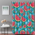 Bathroom Shower Curtain Watermelon Ice Cubes on Blue Waterproof Shower ...