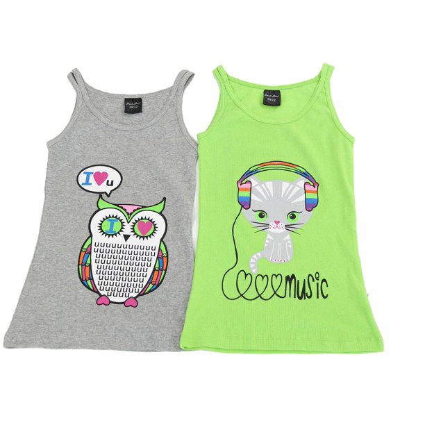 14503-Y-14-16 Just Love Tank Tops for Girls (Pack of 2) (Grey / Lime, 4 ...