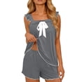Floleo Women's Solid Color Square Neck Bow Sleeveless Top with Shorts ...