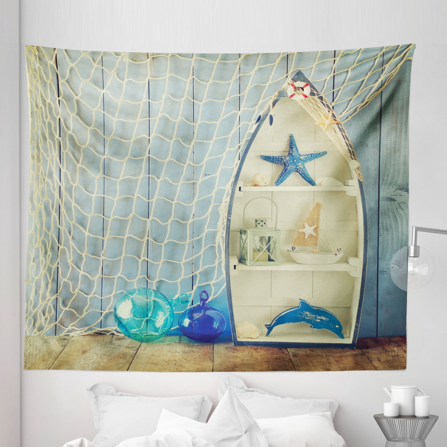 Nautical Tapestry, Nautical Boat Standing Against the Wall Other ...