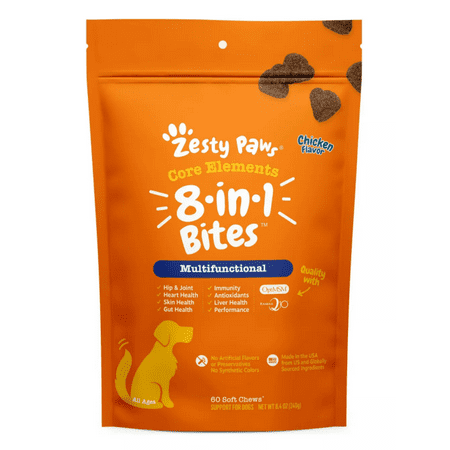 Zesty Paws 8-in-1 Multivitamin Bites for Dog Chicken Flavor - 60ct ...
