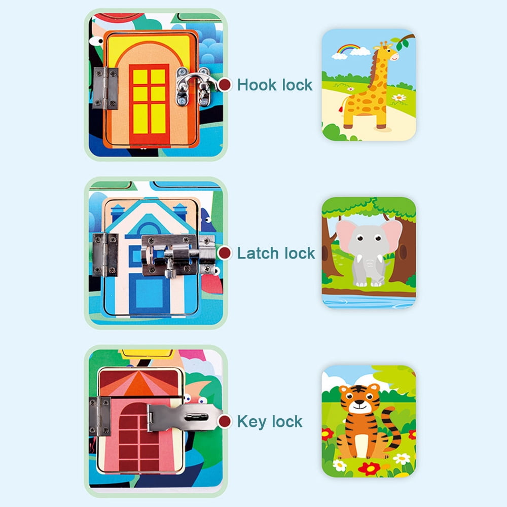 Buy Everso Wooden Play Board Shape Matching Lock Latch Board Toddlers ...