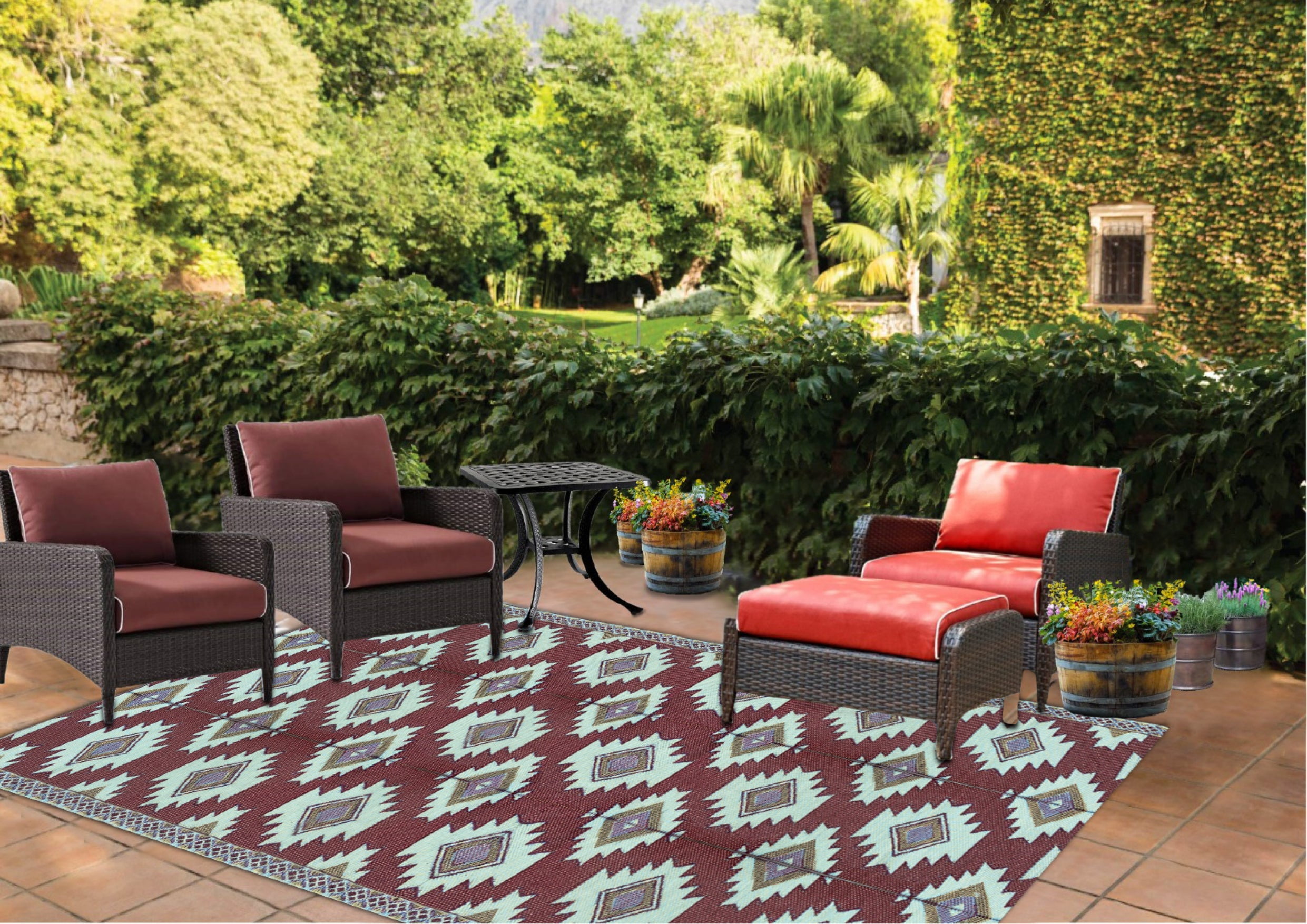 Balajeesusa Outdoor Patio Rugs Clearance 9x12 Recycled Pastic Straw