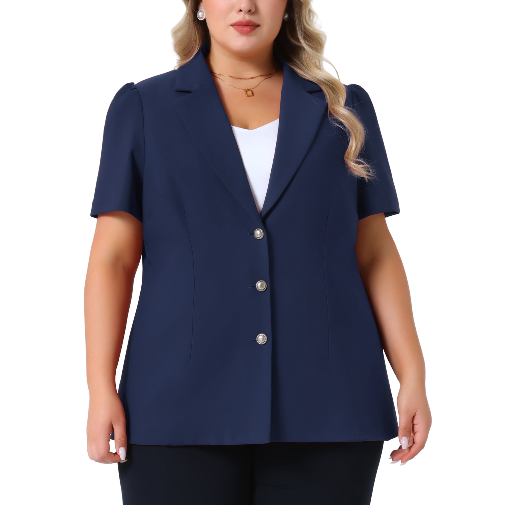 Click here for Grace & Grandeur Womens Plus Size Blazers Single B... prices