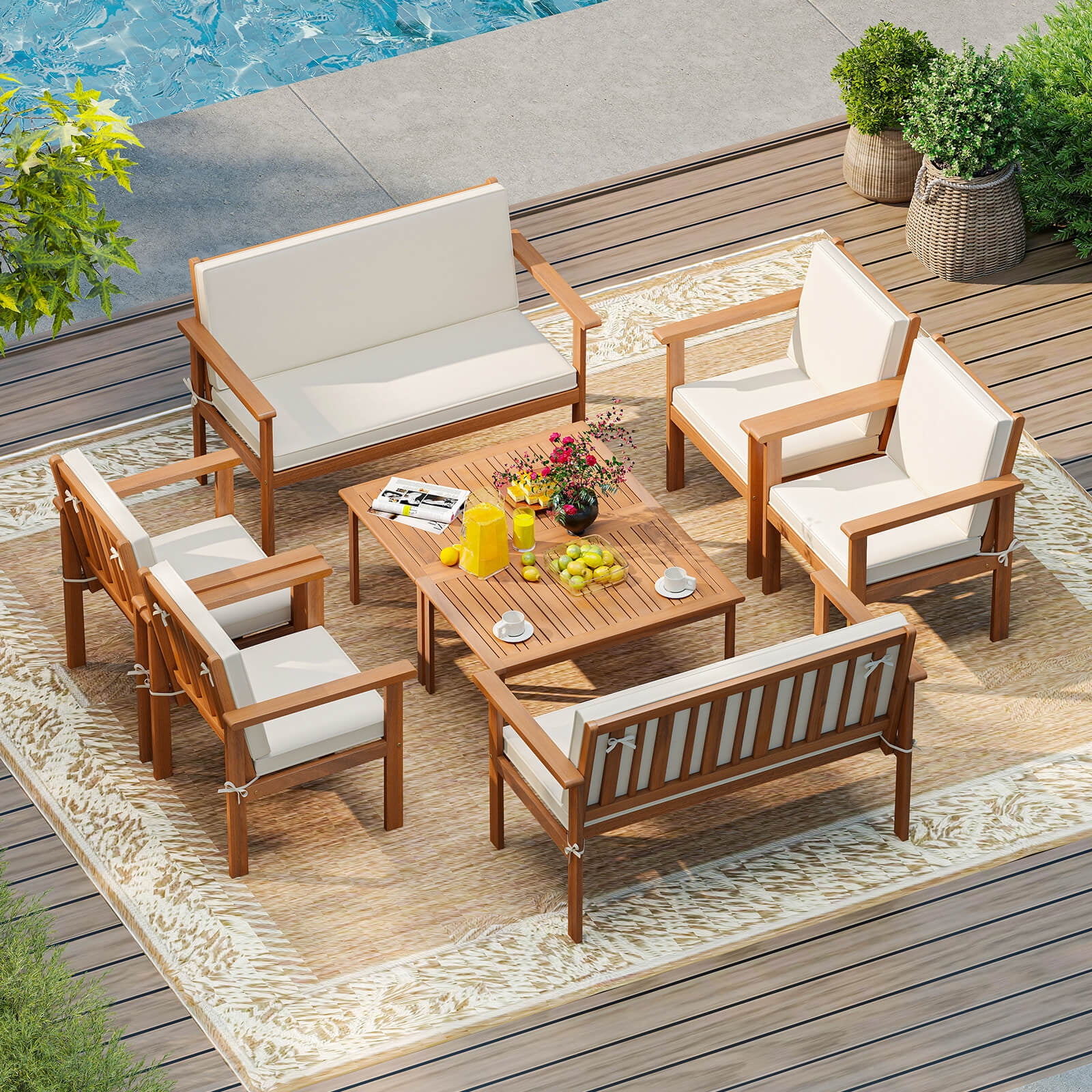 Click here for Costway 8 Pcs Acacia Wood Conversation Set With Se... prices