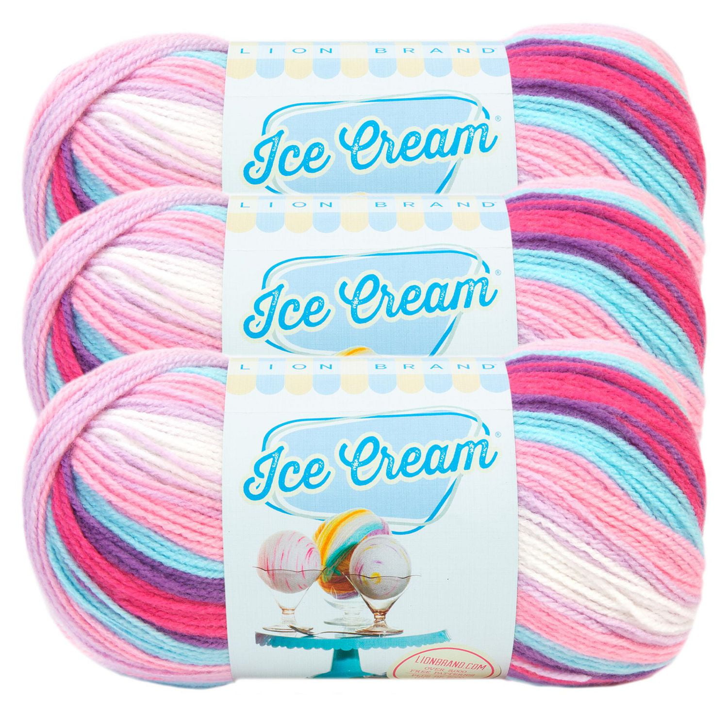 Lion Brand Ice Cream® Yarn #3 Light/DK Yarn 100g/360m 3-Pack - Walmart.ca