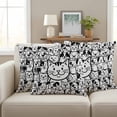 Black Line Dog Cat Throw Pillow Covers 16 x 16 Inch Pillow Covers Set ...
