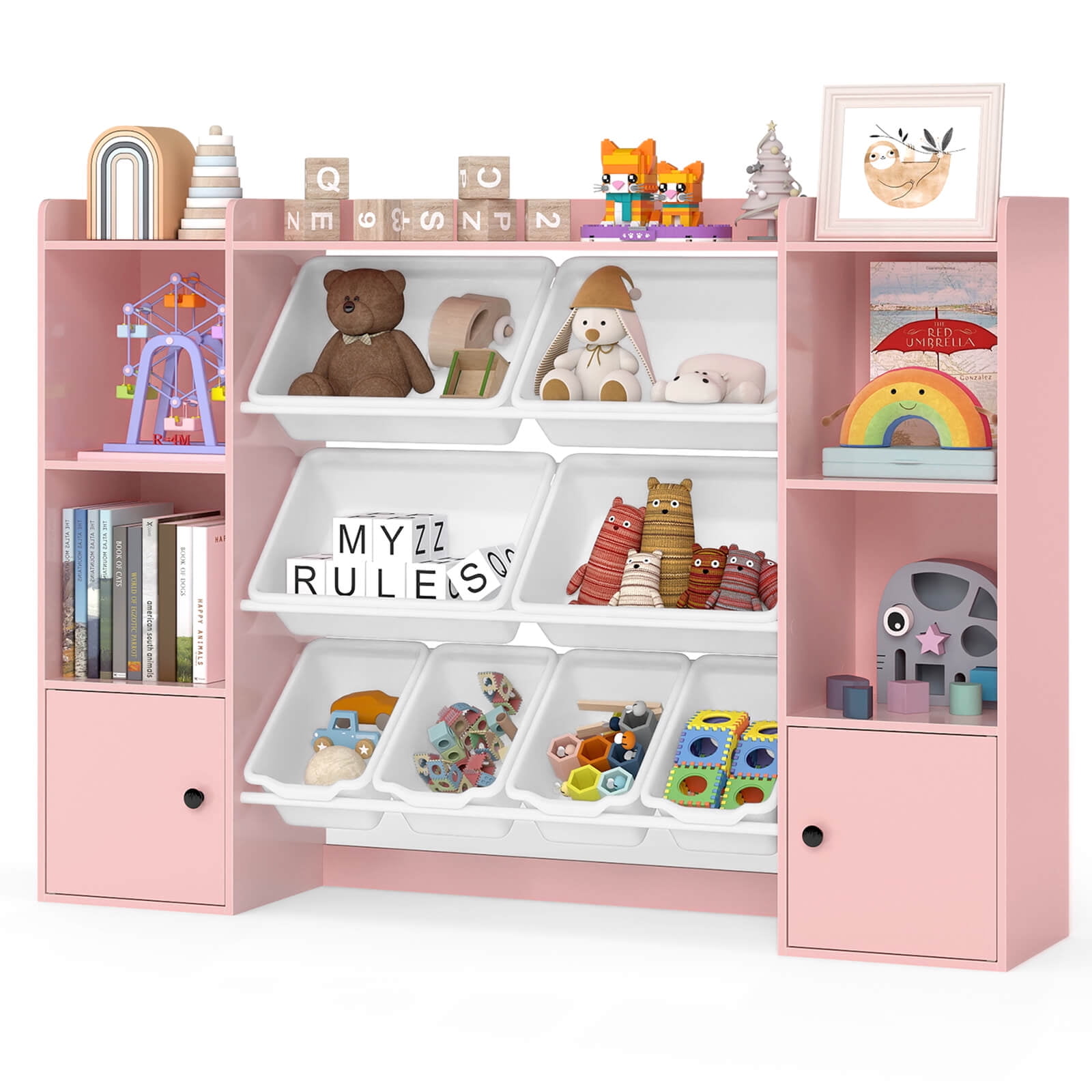 Click here for Costway Kids Toy Storage And Bookshelf With 8 Boxe... prices