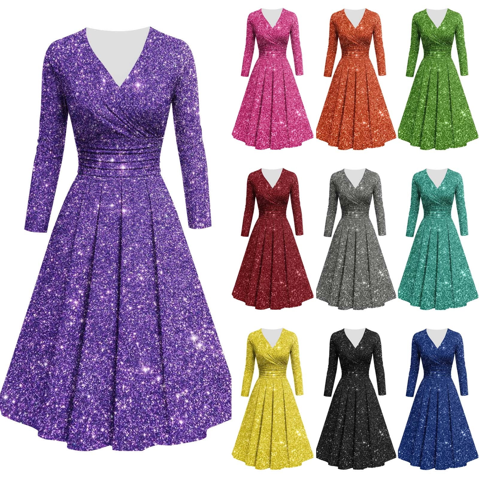 Click here for Limited Time Deal Iumwxz V-Neck Long Sleeve Dress... prices