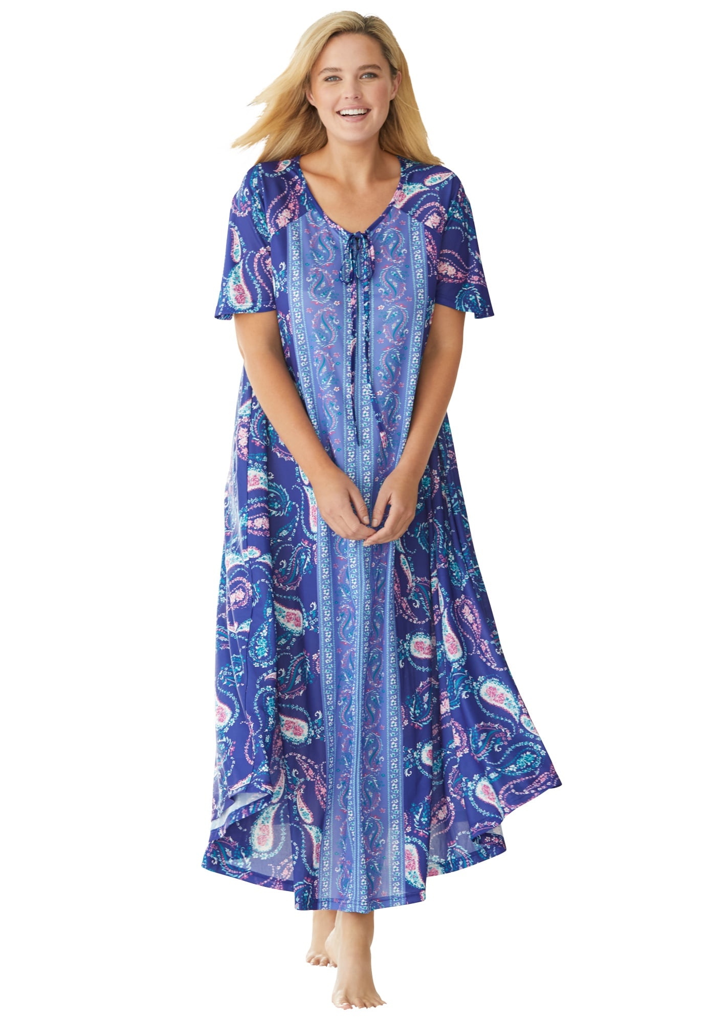 Only Necessities Women's Plus Size Sweeping Printed Dress or Nightgown ...