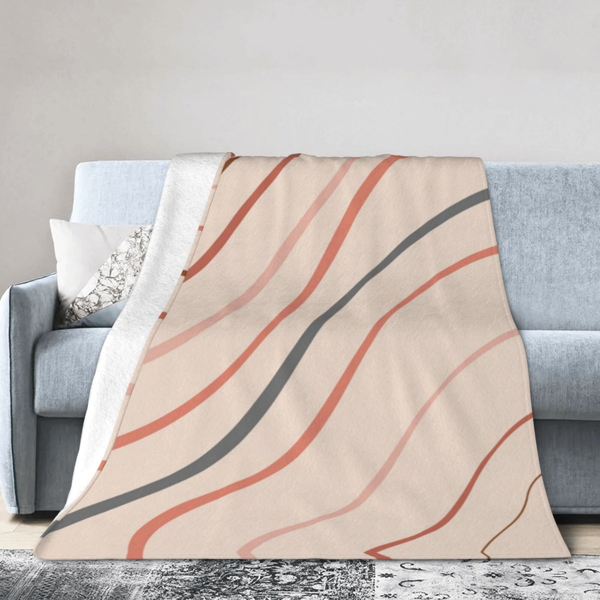Anti-Pilling Flannel Bed Throw Blankets Lines Aesthetic Modern - Couch ...