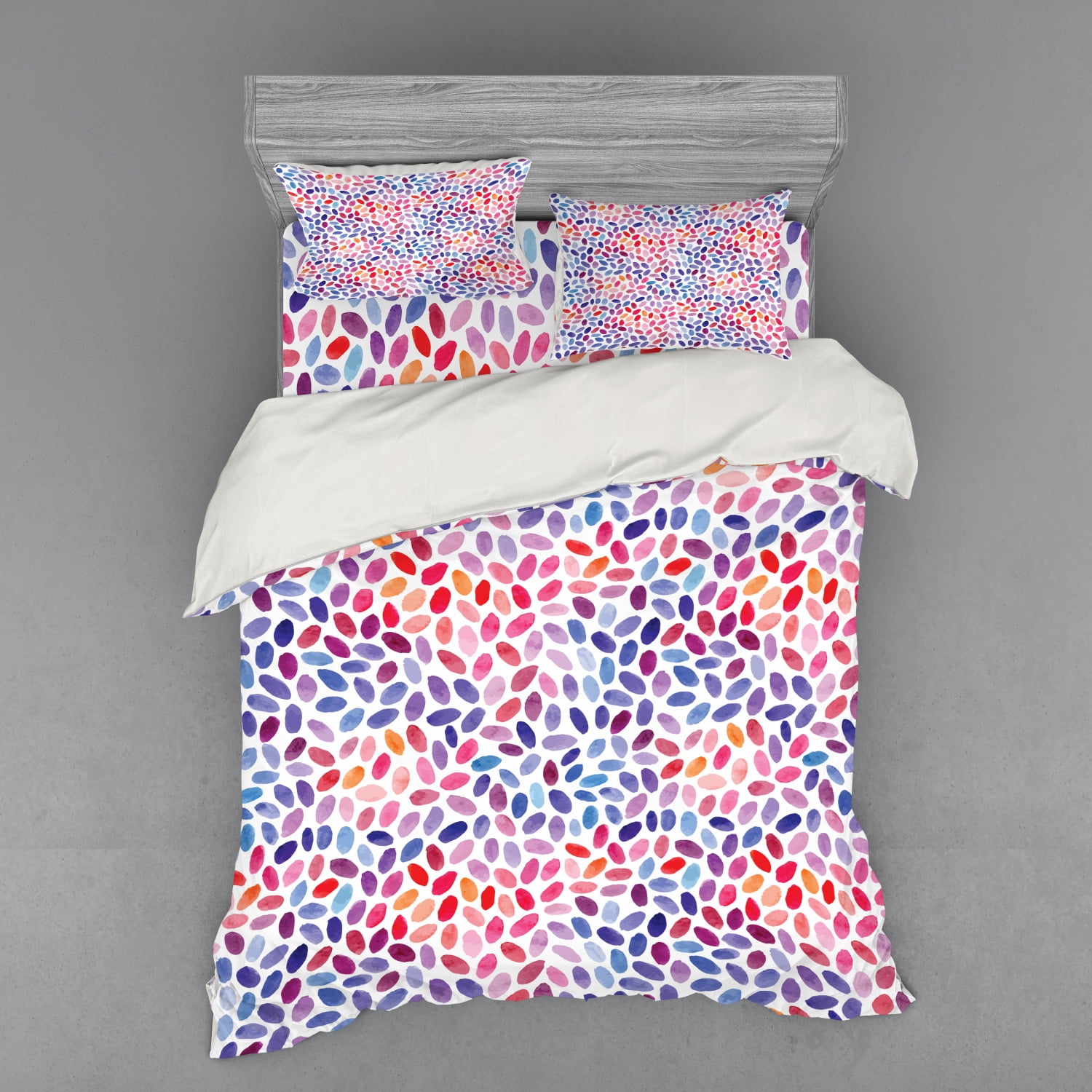 Colorful Duvet Cover Set, Abstract Watercolor Style Print with Brush ...