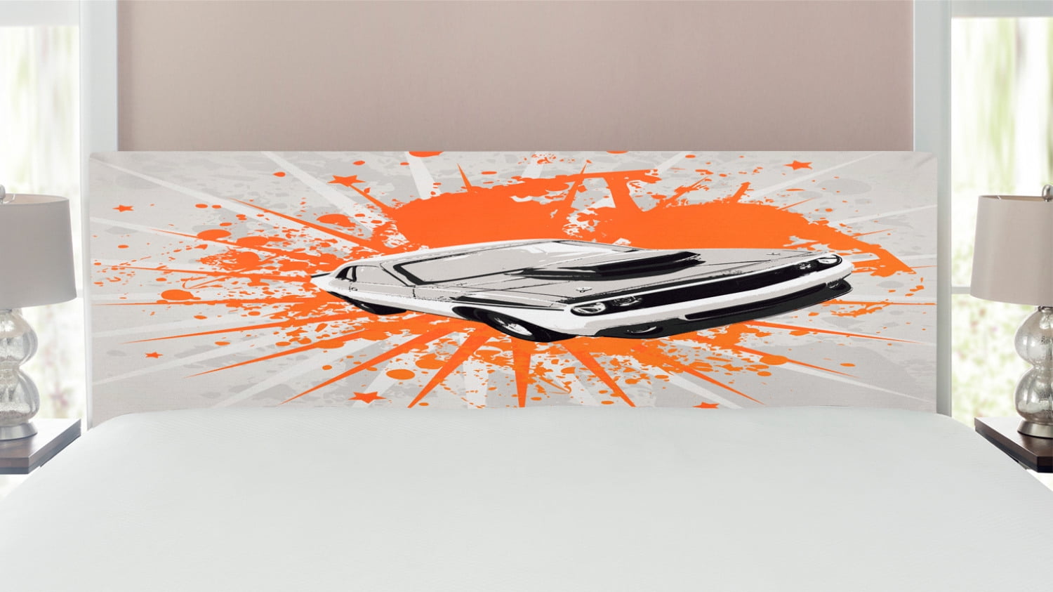 Cars Headboard, Graffiti Style Inspired Sports Car Sprinting Graphic ...