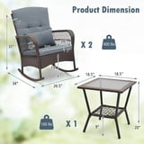 Costway 3 PCS Patio Rocker Set Outdoor Wicker Rocking Chairs with ...
