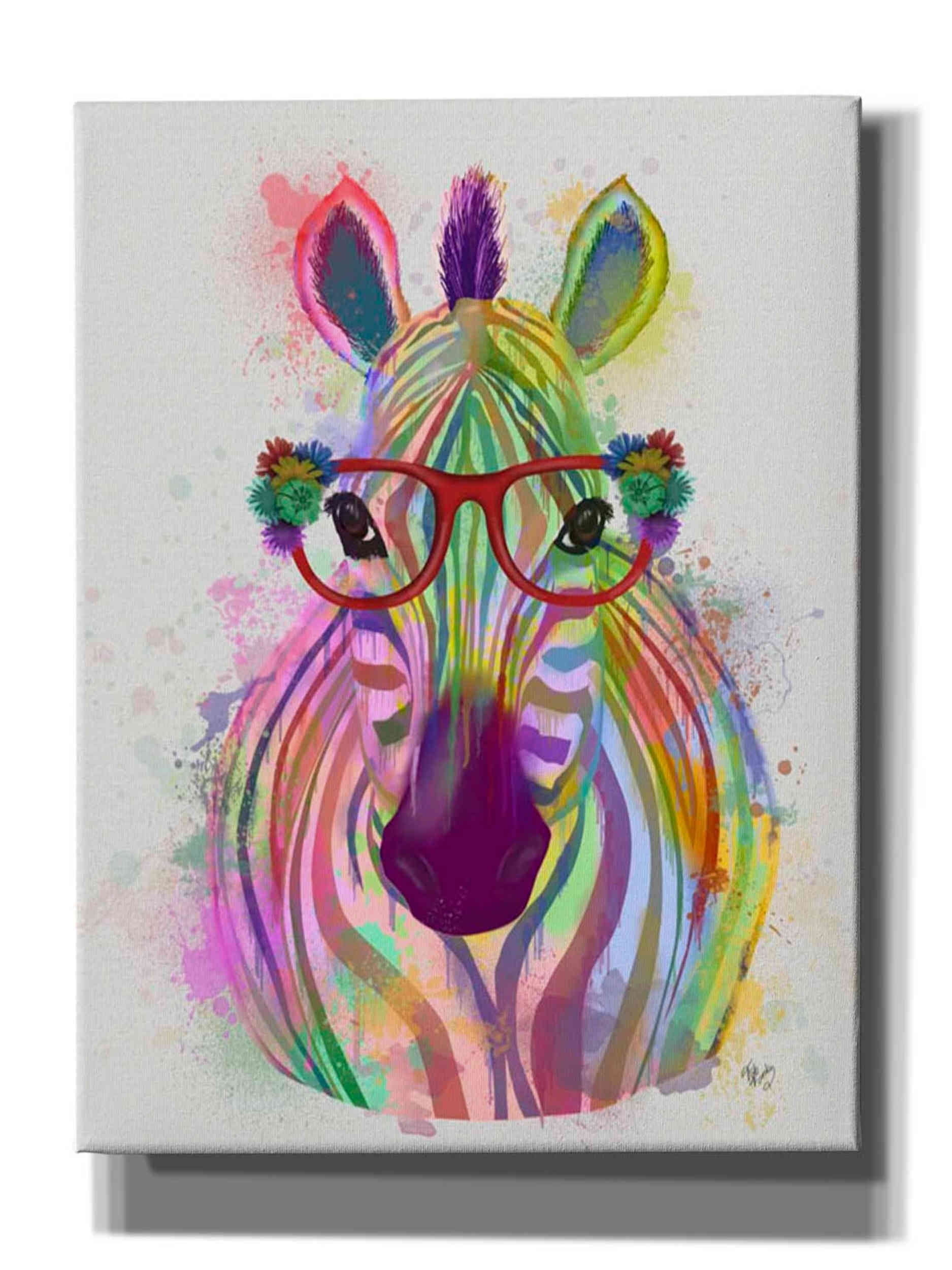 Epic Graffiti 'Zebra Rainbow Splash 1' by Fab Funky Canvas Wall Art, 26 ...