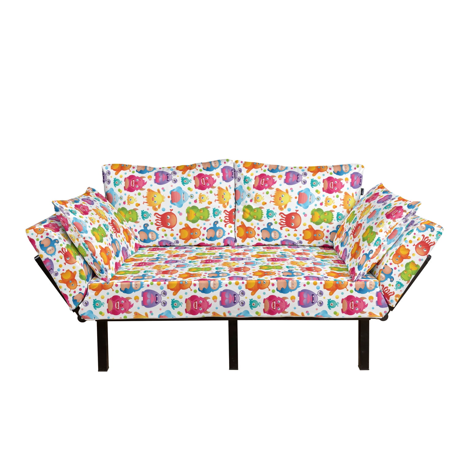 Alien Futon Couch, Mutant Monsters on Colorful Dotted Background Alien ...