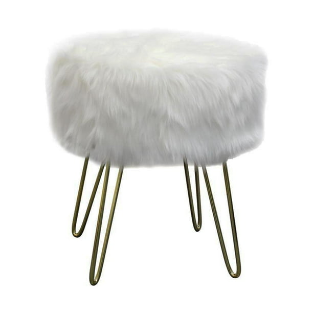 ITY International - Fluffy Ottoman/Footstool with Metal Base, 14.5'' x ...