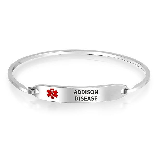 Addison Disease Medical Identification Medical ID Sleek Bangle Bracelet ...