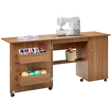 South Shore Crea Sewing Craft Table on Wheels, White - Walmart.com