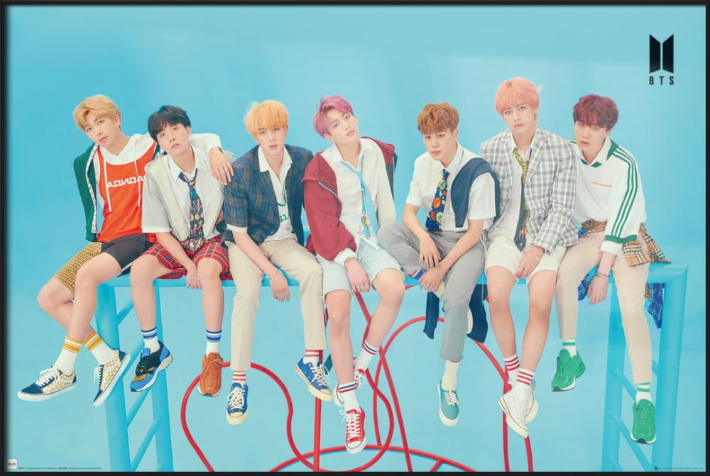 BTS - Framed K-Pop Music Poster (The BTS Guys/Blue Background) (Size ...