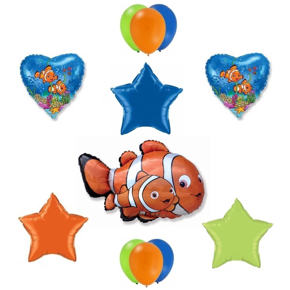 12 Piece FINDING NEMO Marlin Orange Black Clown Fish Birthday Party ...