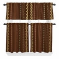 Boho Traditional Tribal Texture Curtain Tier and Valance Set 3 Piece ...