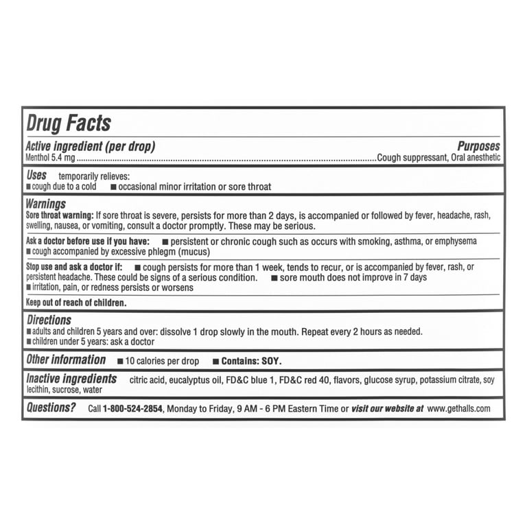 Halls Cough Drops Ingredients