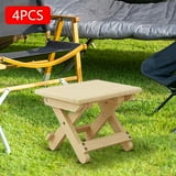 harayaa 4 Pieces Wooden Foldable Camping Stool 24x20x20cm for Outdoor ...