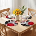 Red Gray Black Leather Placemats Set of 2, 15 Inch, Abstract Round ...