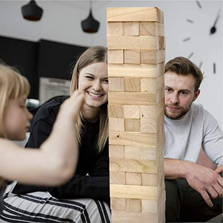 54Piece Large Wood Block Stack & Tumble Tower Toppling Blocks Game ...