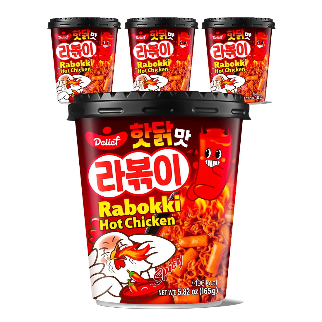 Rabokki Carbo Hot Chicken Flavor 165g/6.34oz - Pack of 4, Korean Street ...