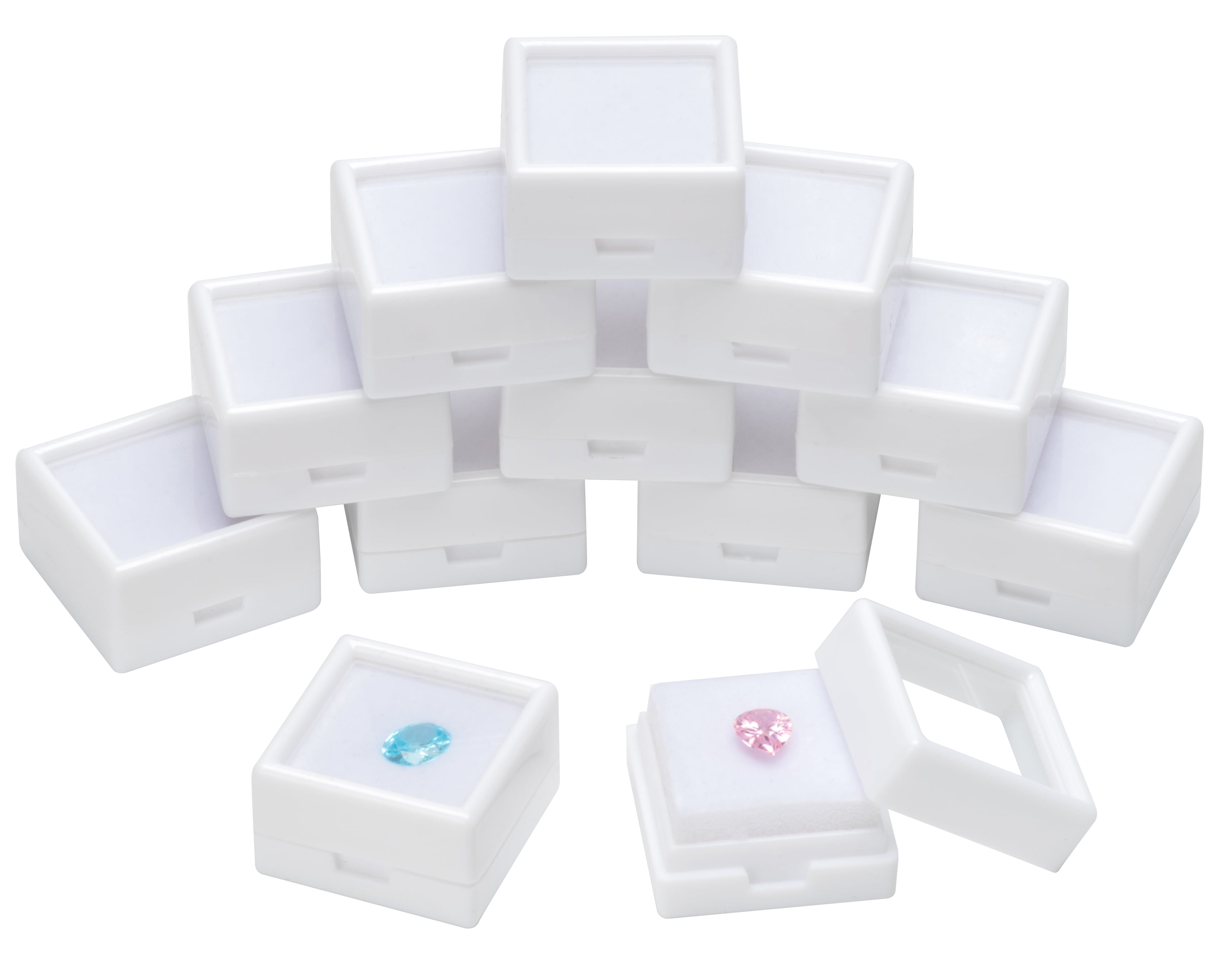 12 Pack Gemstone Display Box Jewelry Container with Clear Top Lid ...
