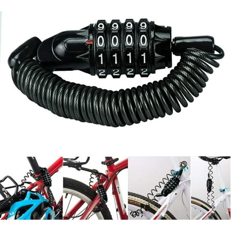 Mini Bike Bicycle Lock Cable 4 Digit Resettable Portable Anti-theft ...