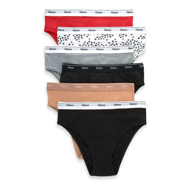 Hanes Originals Women's Hi-Leg Underwear, Breathable Cotton Stretch, 6 ...