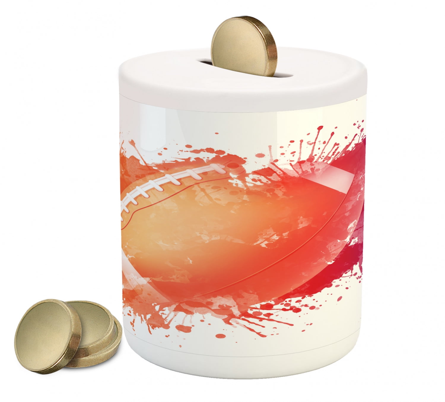 Sports Piggy Bank, Rugby Ball in Digital Watercolors Splash ...