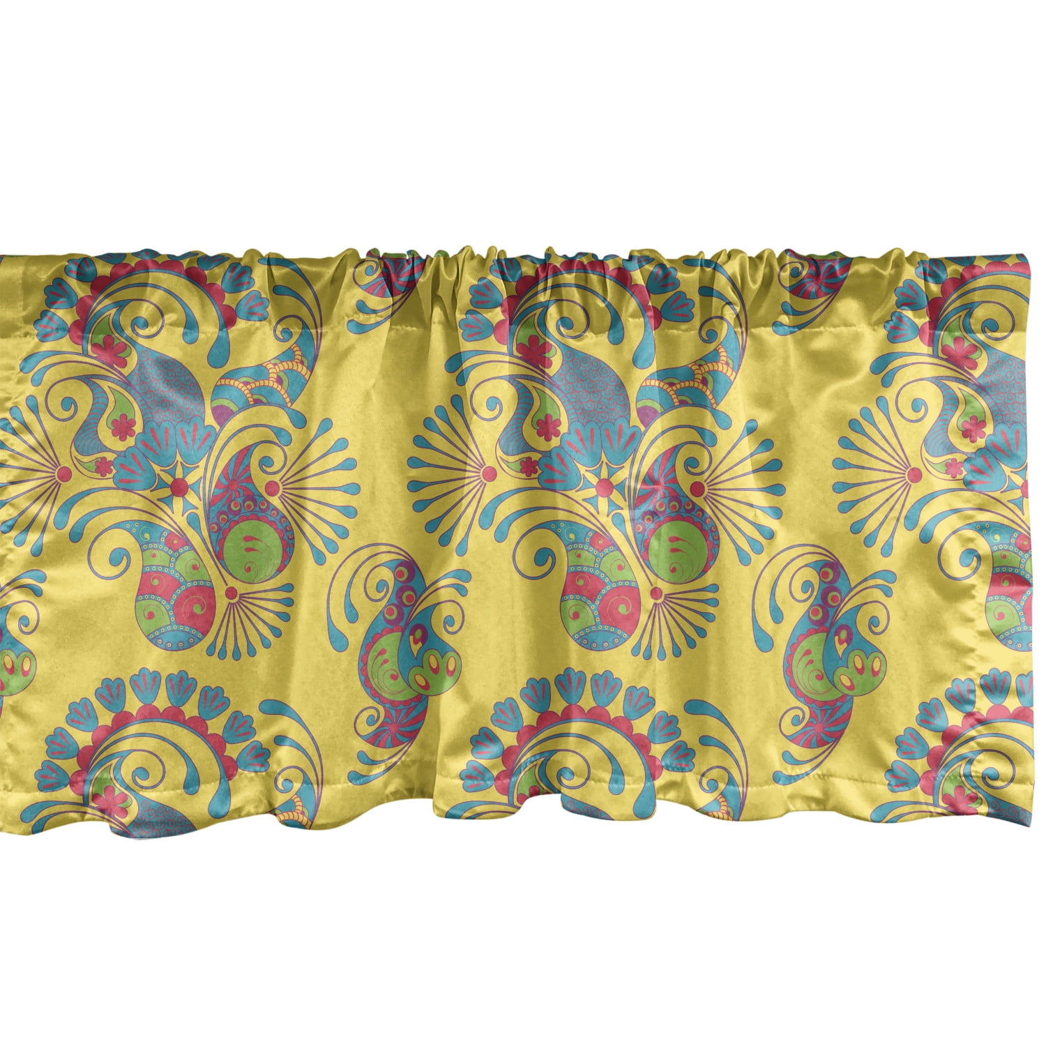 Paisley Window Valance Pack of 2, Oriental Eastern Style Ethnic Folk ...