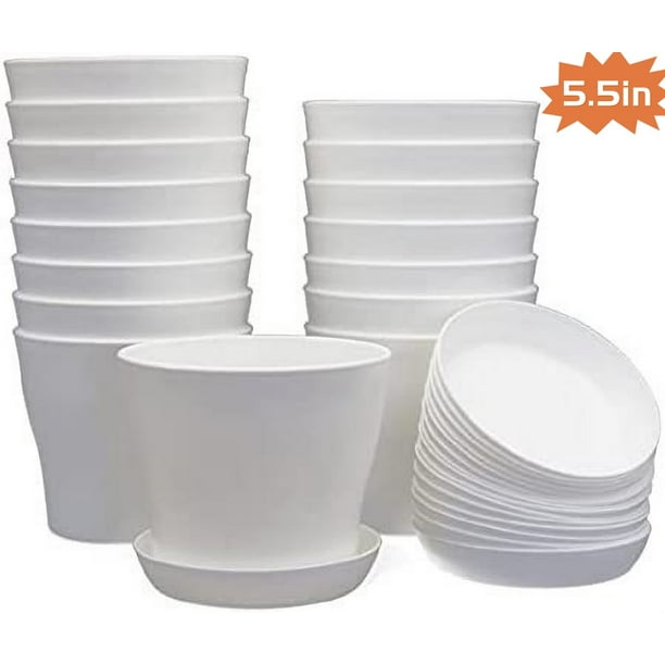 16 Pack Plastic Planters, Plastic Indoor Planter Flower Pots, TRIANU ...