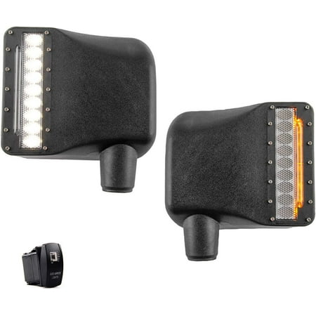for Jeep Side Mirror Lights Rear View Mirrors Housing with White LED ...