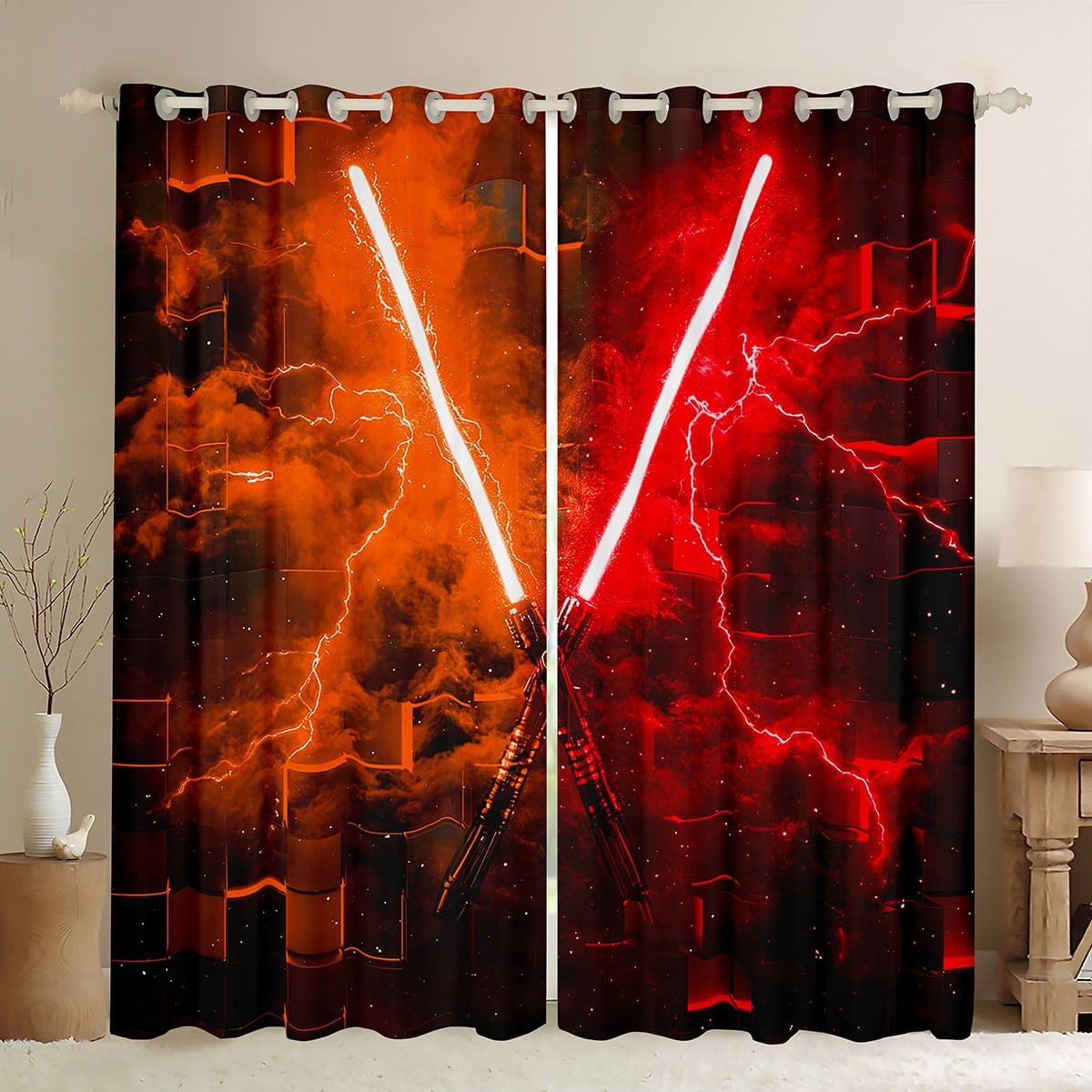 Click here for Erosebridal Teens Lightsaber Curtains Pack Of 2 (4... prices