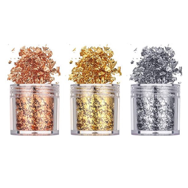 3 Bottles Gold Foil Flakes for Resin Metal Leaf Color Metallic Foil ...