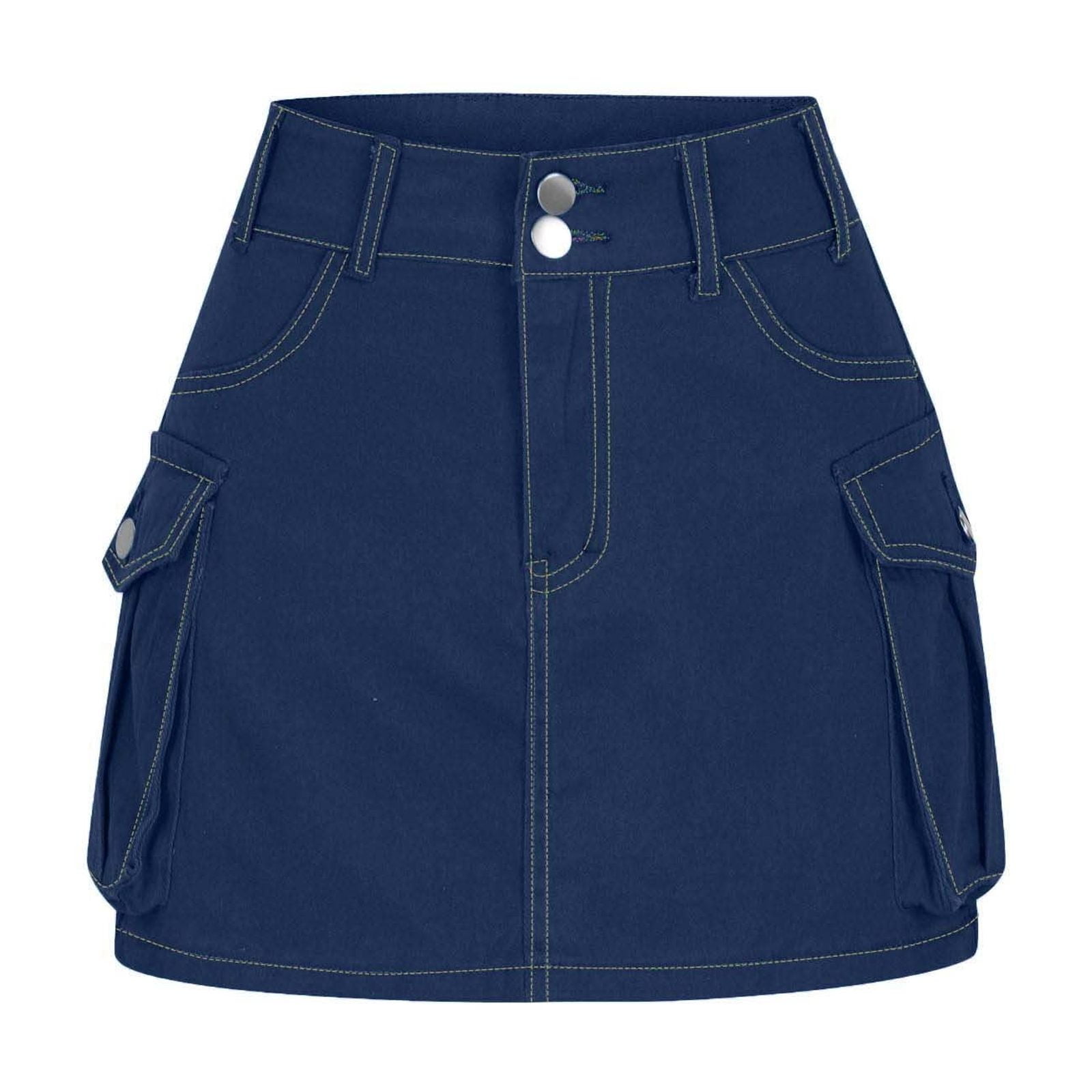 Click here for Fheaev High Stretchy Cargo Skirt For Women Denim M... prices