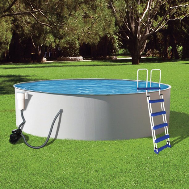 Blue Wave Presto Round 52-in Deep Metal Wall Swimming Pool Package ...