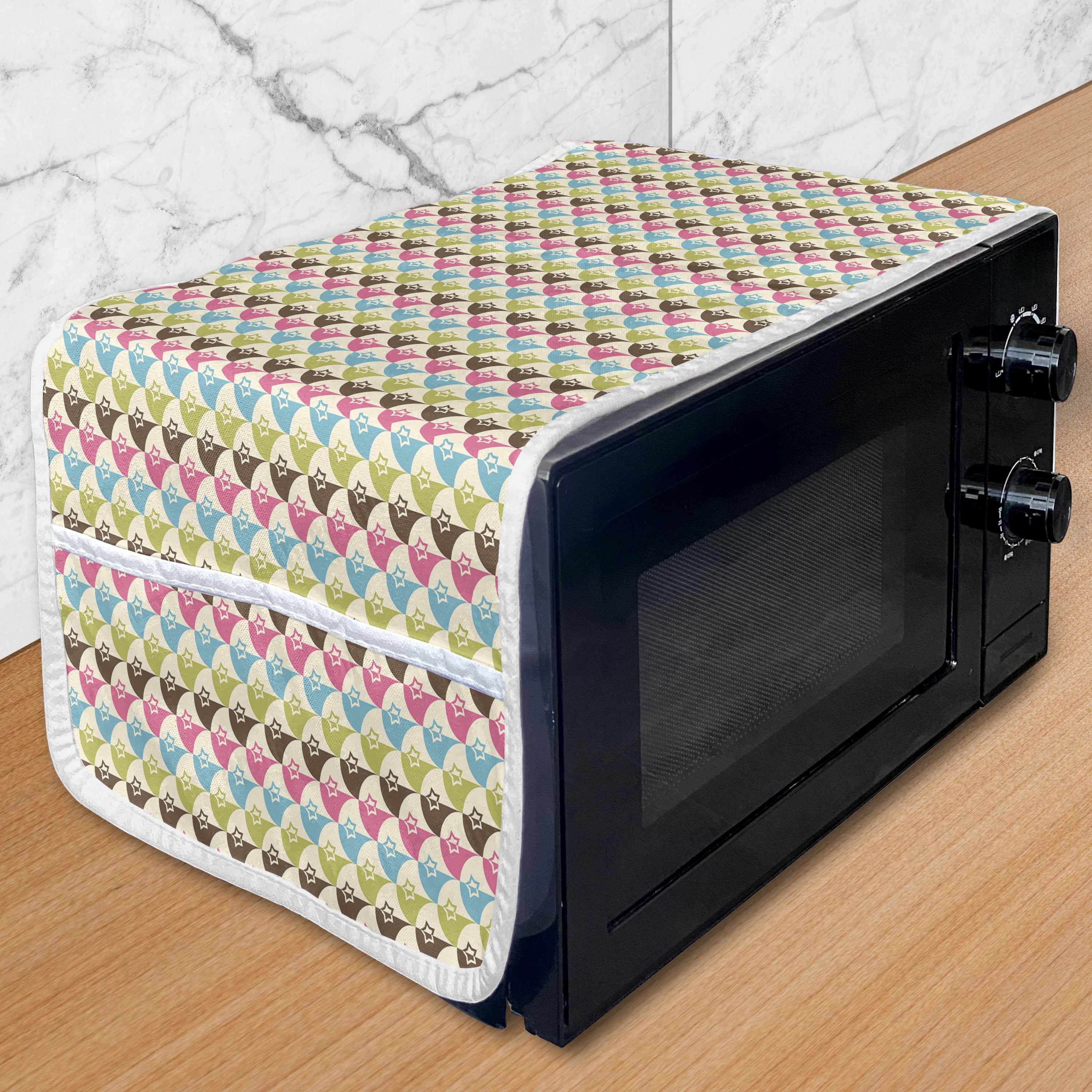 Mid Century Microwave Oven Cover, Colorful Scales Design with Stars ...