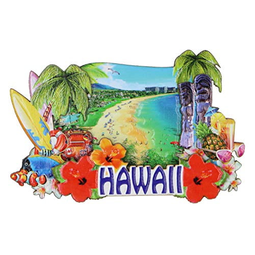 3D Hawaii Magnet Souvenir with Beach and Icons 4 Inches - Walmart.com