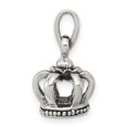 925 Sterling Silver Crown Pendant Charm, Antiqued 3D Royal Design ...