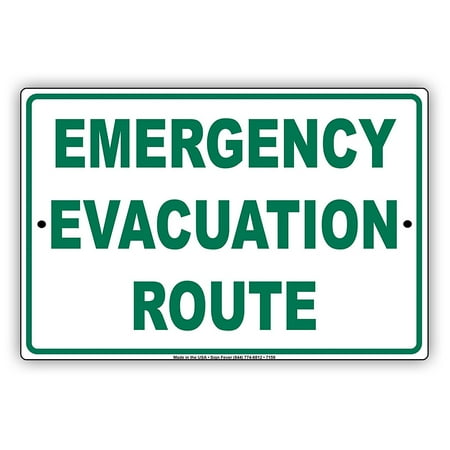 Emergency Evacuation Route Warning Notice Plate Aluminium 8"x12" Metal ...