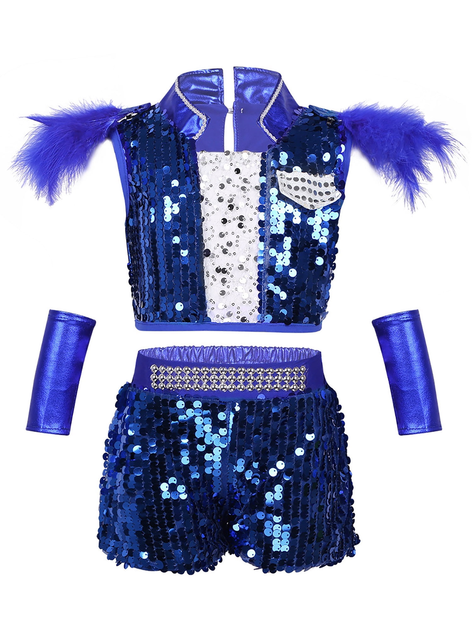iiniim Boys Girls Glittery Jazz Hip Hop Dance Outfit Sequins Crop Top ...