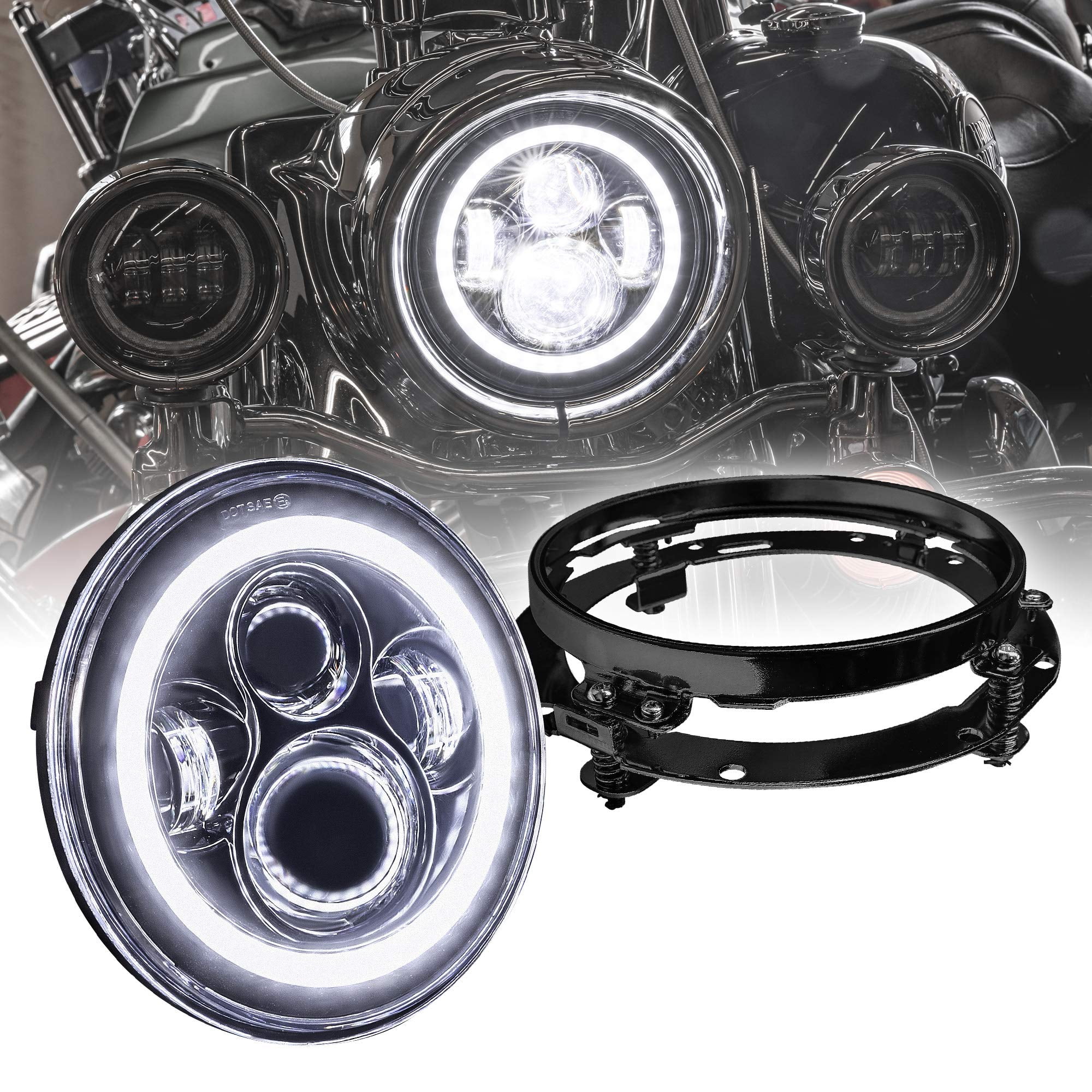 Faro LED TRUE MODS de 7 pulgadas para Harley Davidson con soporte ...