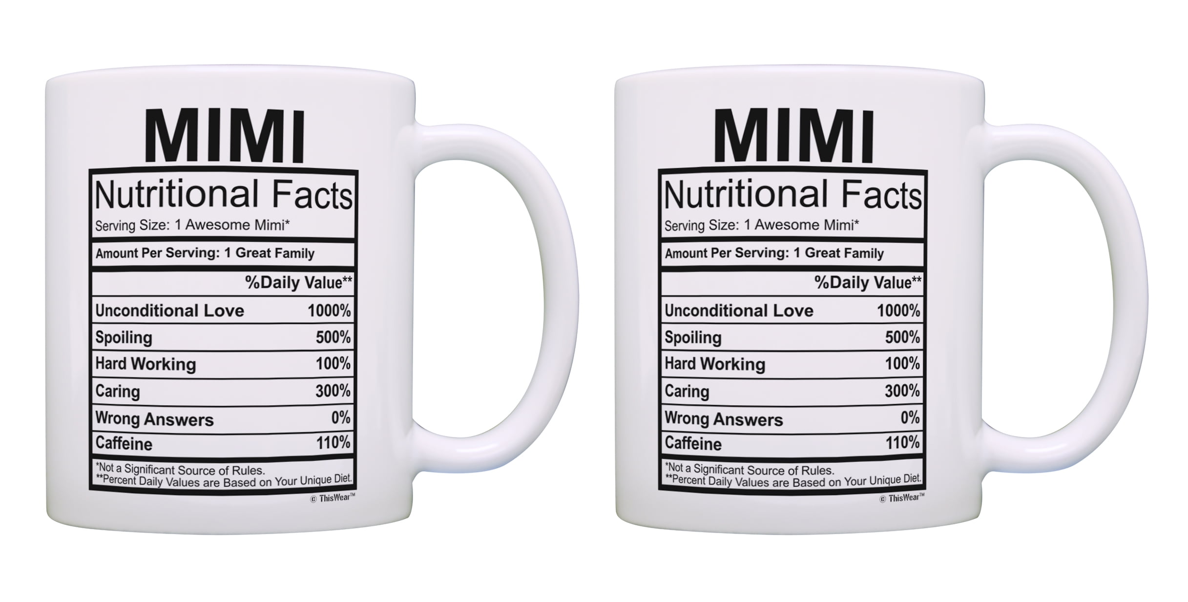 ThisWear Mimi Gifts Mimi Nutrition Facts Gifts for Mimi Tea Mug Set 11 ...